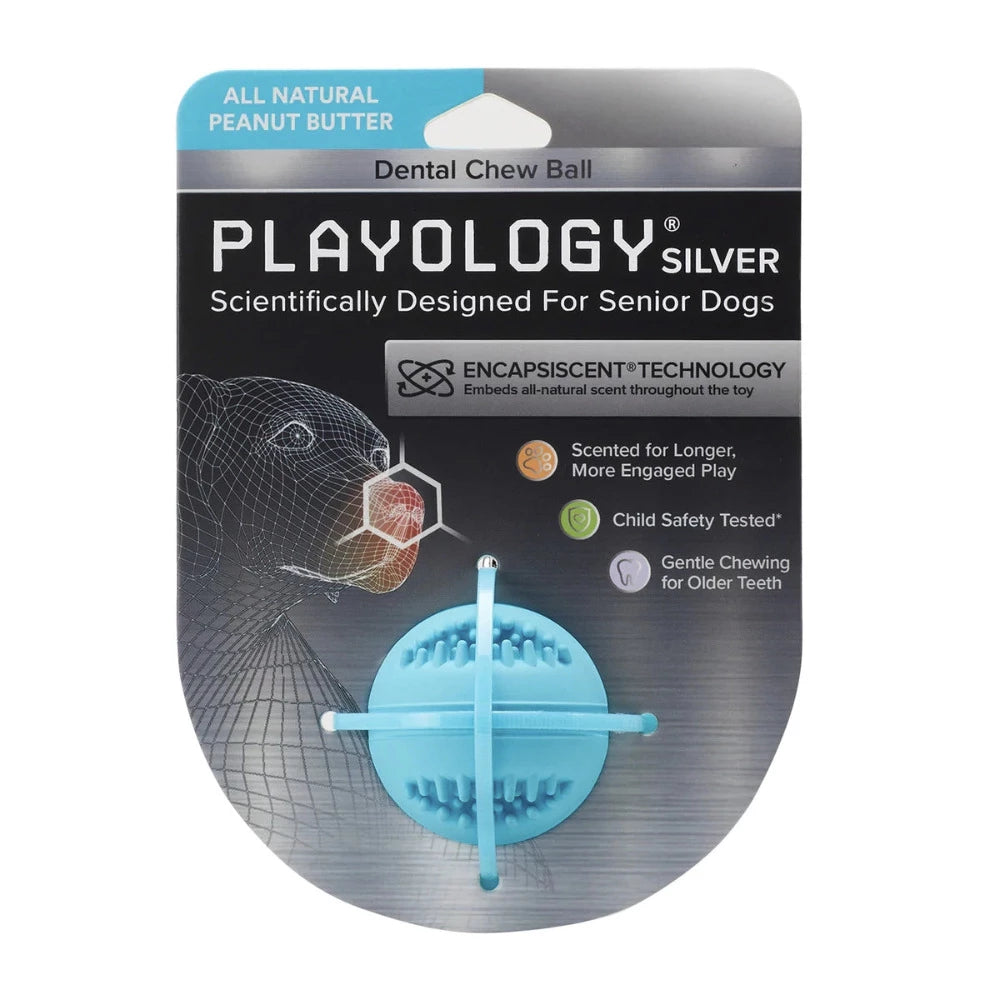Playology - All Natural Peanut Butter Scented Dental Chew Ball for Sen ...